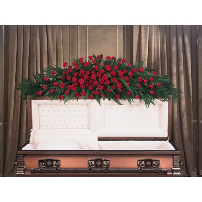 Immaculate Red Rose Casket Spray h3511 | Funeral Flowers Delivery in ...